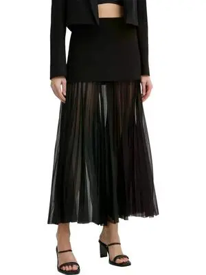 A.L.C. Pleated Midi Skirt - Black