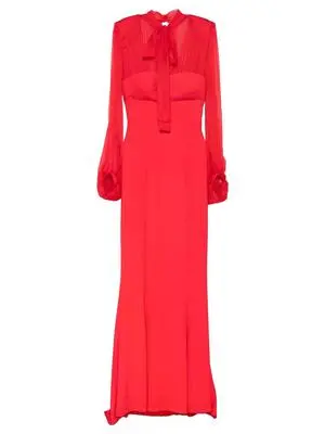 SILK LOVE & LACE Margot Long-sleeve Maxi Dress - Red