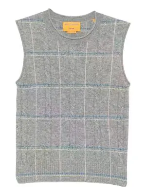 Guest In Residence Checked Knitted Vest - Grey