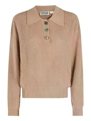 Essentiel Antwerp Button-fastening Collared Polo Sweater - Neutrals