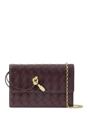 Bottega Veneta Intrecciato Leather Pouch With Knotted Hardware - Burgundy