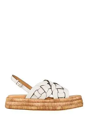 TOD'S Leather Slingback Flatform Sandals - Off White