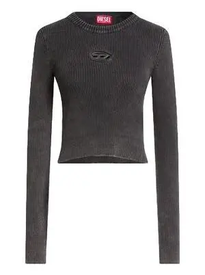 DIESEL Ribbed-knit Cotton Sweater With Logo - Grey