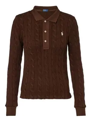 Polo Ralph Lauren Cable-knit Cotton Polo Sweater - Brown
