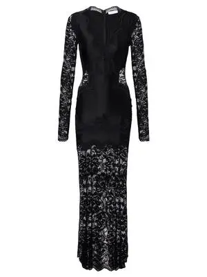 Rabanne Lace-trimmed Jersey Maxi Dress - Black