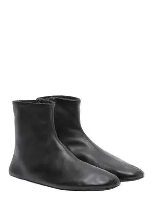 THE ROW THE ROW Leather Shearling-Lined Ankle Boots Black