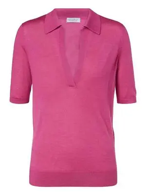 Gabriela Hearst Frank Cashmere And Silk Polo Shirt - Pink