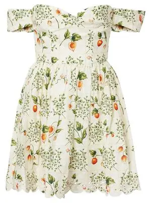 Agua Bendita Poesia Off-shoulder Linen Minidress - Multicoloured