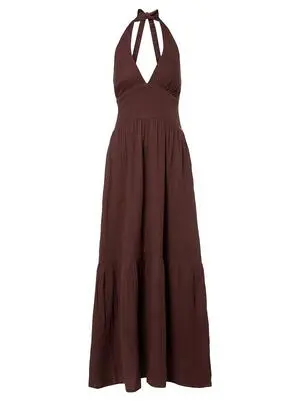 Melissa Odabash Shay Halterneck Cotton Maxi Dress - Brown