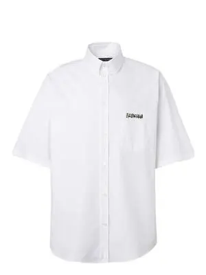 Balenciaga Masking Tape Cotton Poplin Shirt - White