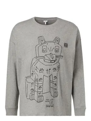 Loewe X Louis Wain Embroidered Cotton Jersey T-shirt - Grey