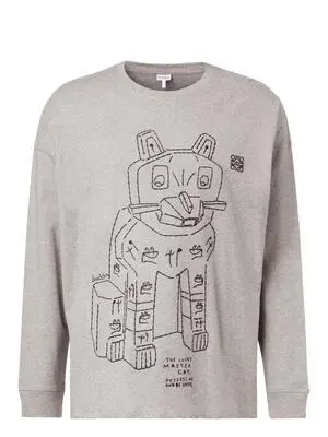Loewe X Louis Wain Embroidered Cotton Jersey T-shirt - Grey