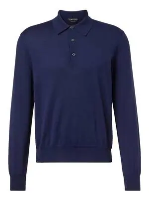 TOM FORD Cotton Polo Sweater - Blue