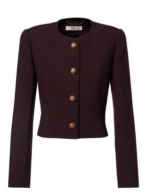 Chloé Cropped Virgin Wool Crêpe Jacket - Purple