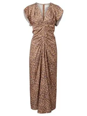 Isabel Marant Étoile Lyndsay Floral Gathered Midi Dress Multicoloured