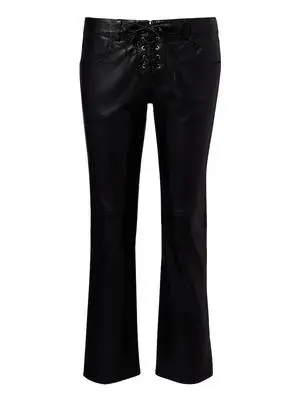 Isabel Marant Vanel Leather Straight Pants - Black