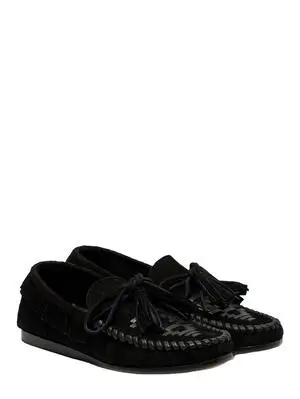 Isabel Marant Fitza Fringed Suede Moccasins - Black