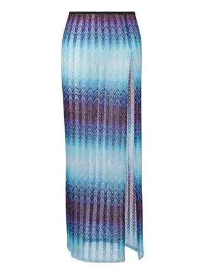 Missoni Zig-zag Lamé Maxi Skirt - Blue
