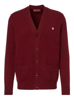 Gucci Double G Wool And Cashmere Cardigan - Burgundy