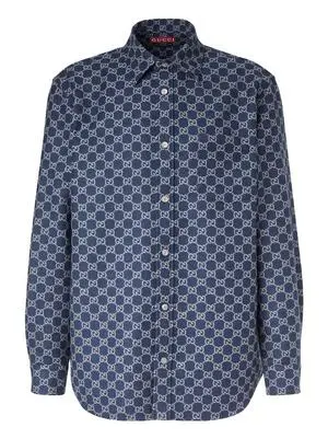 Gucci Gg Wool Jacquard Shirt - Blue