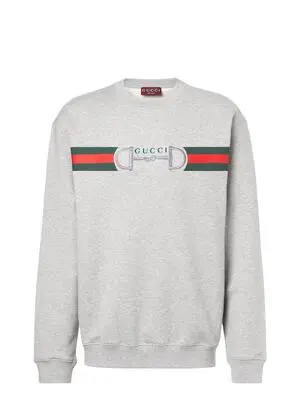 Gucci Web Stripe Cotton Sweatshirt - Grey