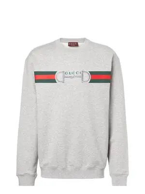 Gucci Web Stripe Cotton Sweatshirt - Grey
