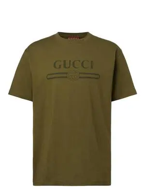 Gucci Gucci Logo Cotton Jersey T-shirt Green