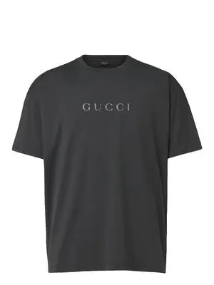 Gucci Logo Cotton Jersey T-shirt Grey