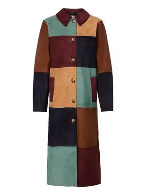 Rixo Patchwork Suede Coat - Multicoloured