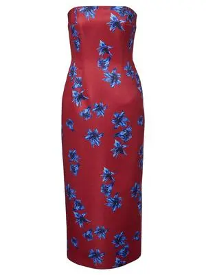 EMILIA WICKSTEAD Leila Floral Duchess Satin Midi Dress - Red