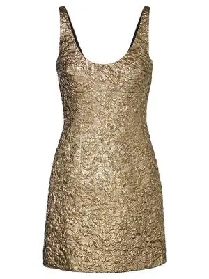EMILIA WICKSTEAD Einna Floral Jacquard Minidress - Gold