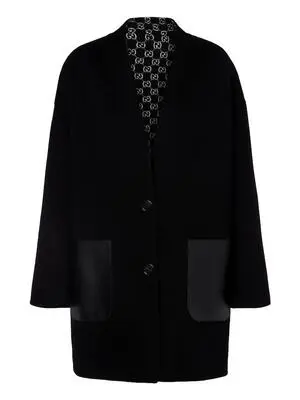 Gucci Reversible Leather-trimmed Wool Coat - Black