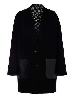 Gucci Reversible Leather-trimmed Wool Coat - Black