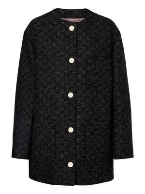 Gucci Gg Wool-blend Tweed Coat - Black