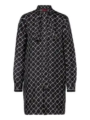 Gucci Printed Tie-neck Silk Minidress - Black