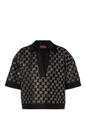 Gucci Gg Embellished Top - Black