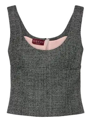 Gucci Cropped Wool Tank Top - Grey