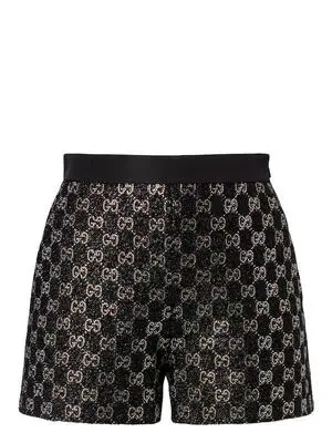 Gucci Gg Embellished High-rise Shorts - Black