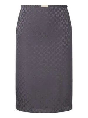 Gucci Gg Low-rise Silk Pencil Skirt - Grey
