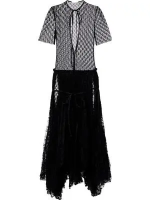 JW Anderson Sheer Pleated Lace Maxi Dress - Black