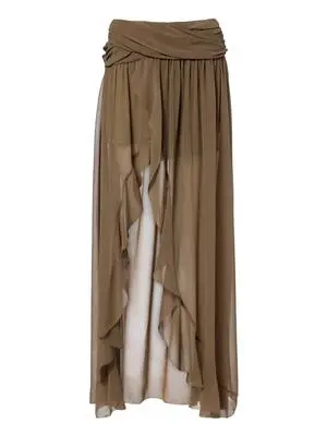 JACQUES WEI Asymmetric Draped Maxi Skirt - Green