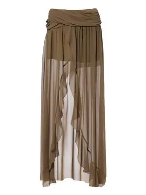 JACQUES WEI Asymmetric Draped Maxi Skirt Green
