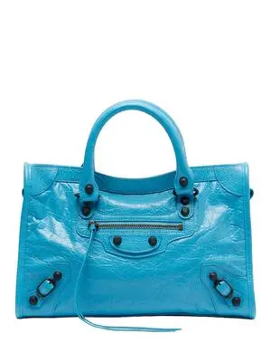 Balenciaga Le City Small Leather Tote Bag - Blue