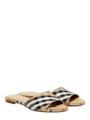 Burberry Sloane Check Mules - Beige
