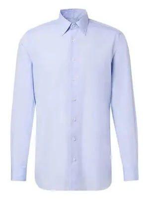 LARDINI Cotton Poplin Shirt - Blue