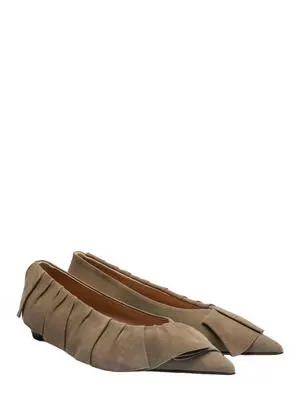 JW Anderson Ruffled Suede Ballerina Flats - Grey