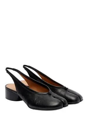 MAISON MARGIELA Tabi Leather Slingback Flats - Black