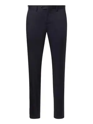 LARDINI Mid-rise Cotton Slim Pants - Blue