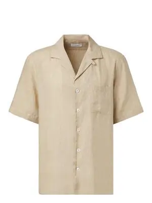 LARDINI Linen Bowling Shirt - Beige