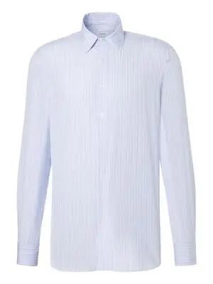 LARDINI Striped Cotton Poplin Shirt - Blue